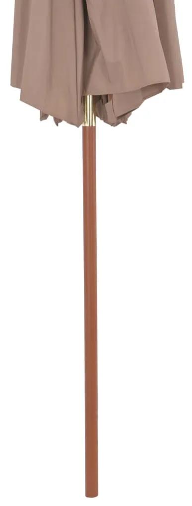 vidaXL Dvoupatrový slunečník s dřevěnou tyčí 270 cm barva taupe