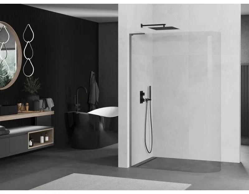 Mexen Kioto L, sprchová zástěna Walk-In 120 x 200 cm, 8mm čiré sklo, grafitový profil, 800-120-103-95-06