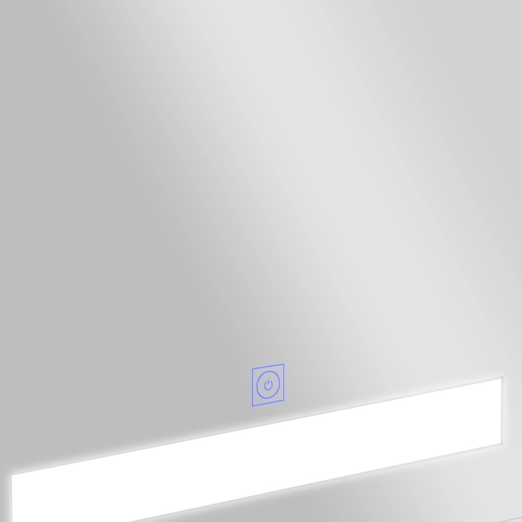 HOMCOM LED zrcadlová skříňka 9 W Koupelnová skříňka s zrcadlem Koupelnová skříňka s dotykovým spínačem Funkce měkkého zavírání Bílá 50 x 15 x 60 cm