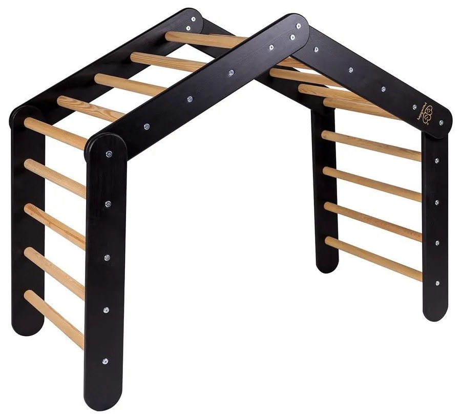Černý pikler trojúhelník z borovicového dřeva 61x112x94 cm Montessori – Meowbaby Biano.cz