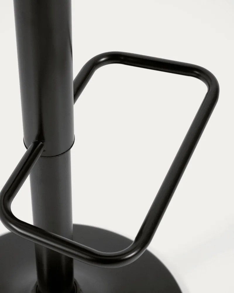 Matně černá barová židle s nastavitelnou výškou z imitace kůže (výška sedáku 60 cm) Orlando-T – Kave Home