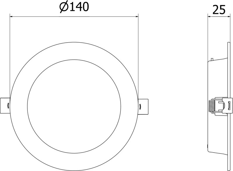 Mexen LDRR, LED stropní svítidlo pro zapuštění, průměr 12 cm 14 cm, 9W, studená - 6500K, 720 lm, černá - L210-014-0965-70