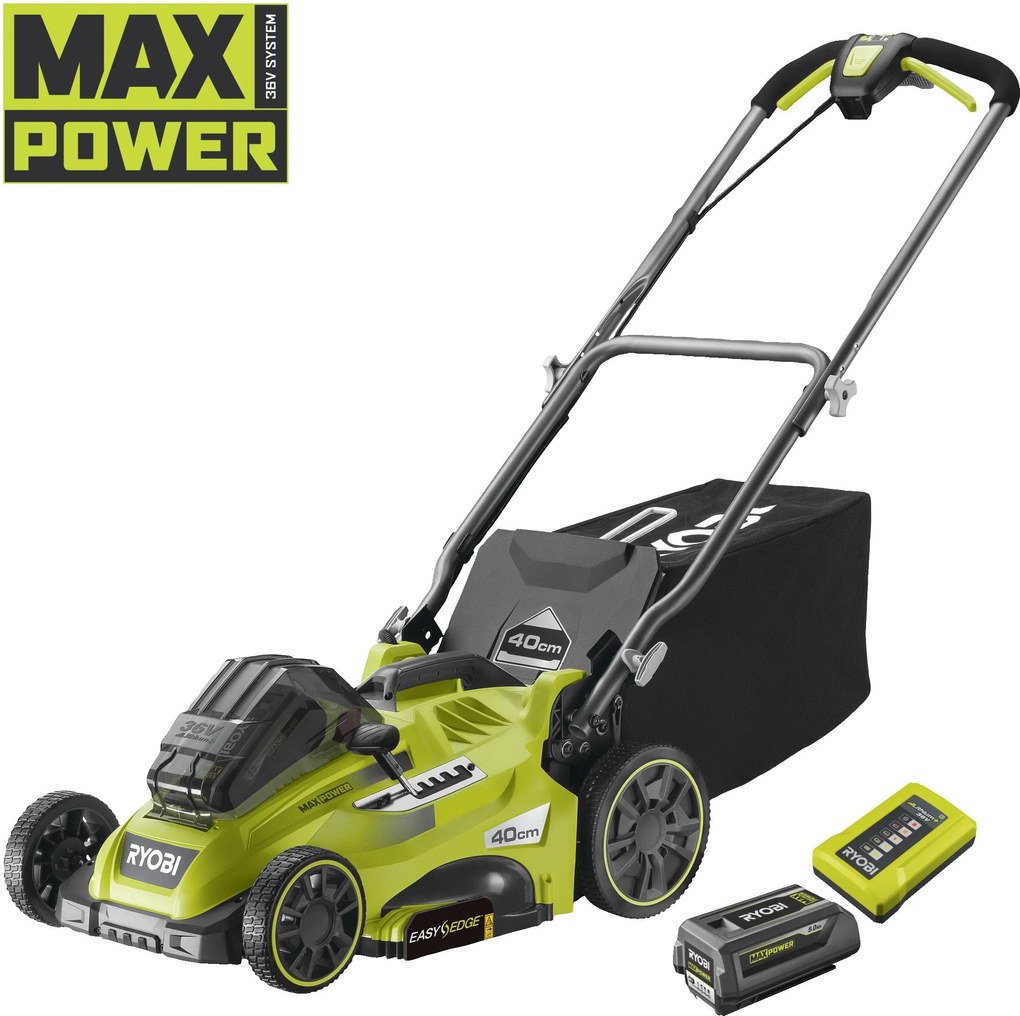Ryobi RLM36X41H50PG 36V bezuhlíková sekačka na trávu s Power Assist šířka záběru 40cm
