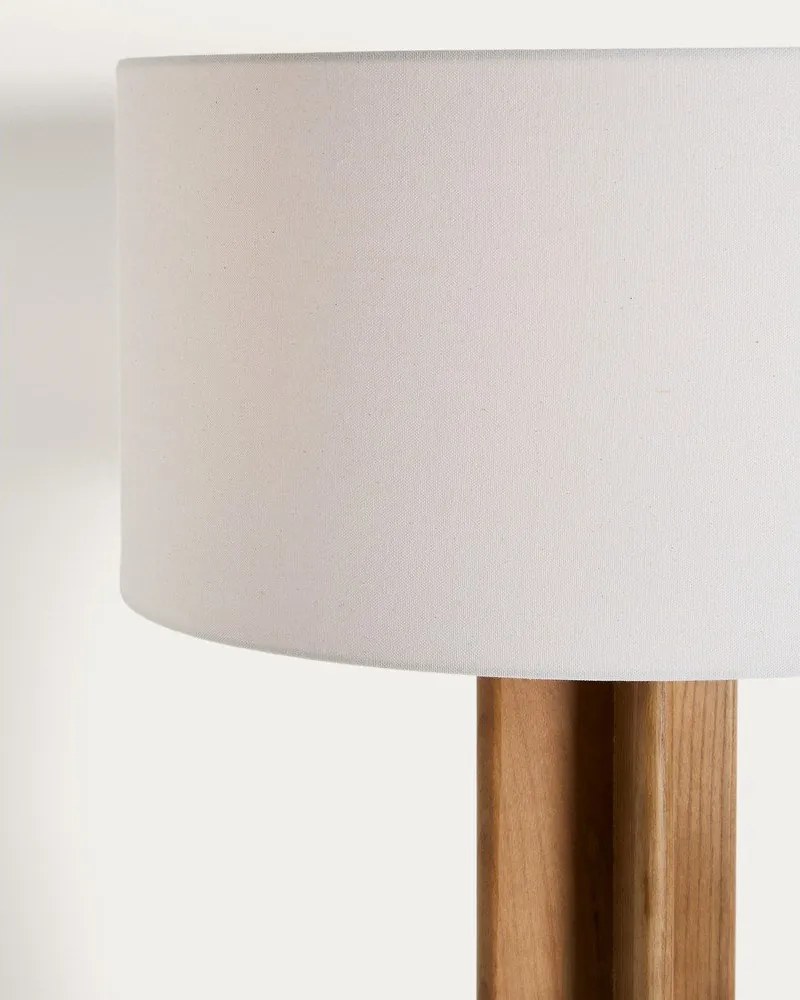 Bílá/hnědá stojací lampa s textilním stínidlem (výška 150,5 cm) Niani – Kave Home