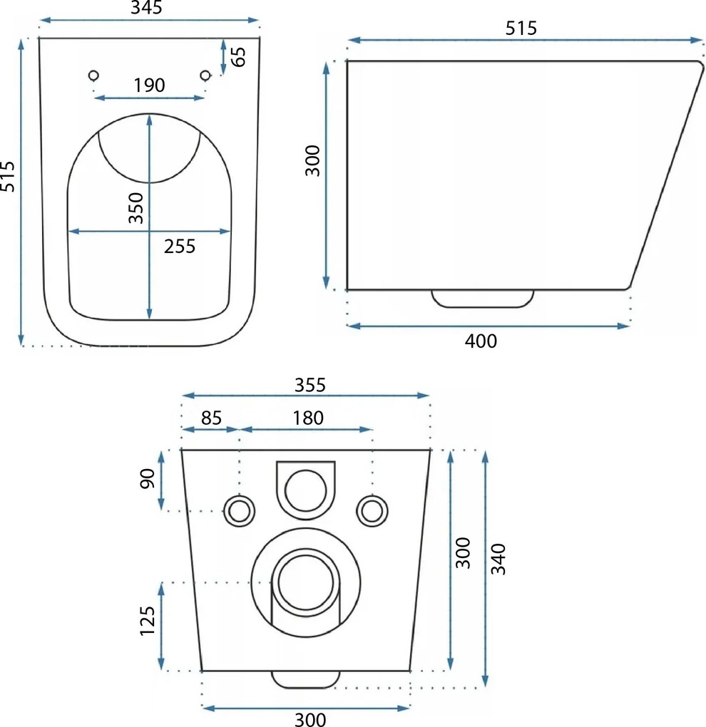 Rea Julio, závěsná WC mísa Rimless 510x345x315 mm, černá matná, REA-C6550