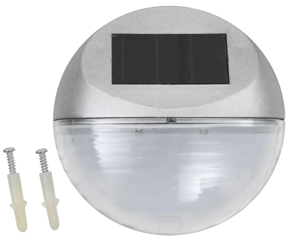 Zahradní nástěnné solární lampy LED 24 ks kulaté stříbrné 277140