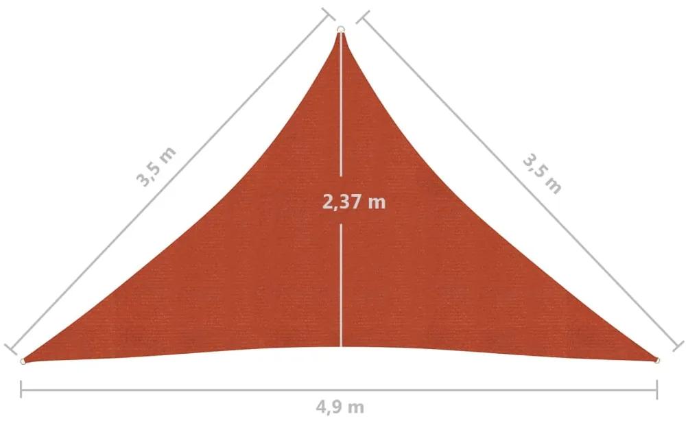Stínící plachta 160 g/m² cihlová 3,5 x 3,5 x 4,9 m HDPE