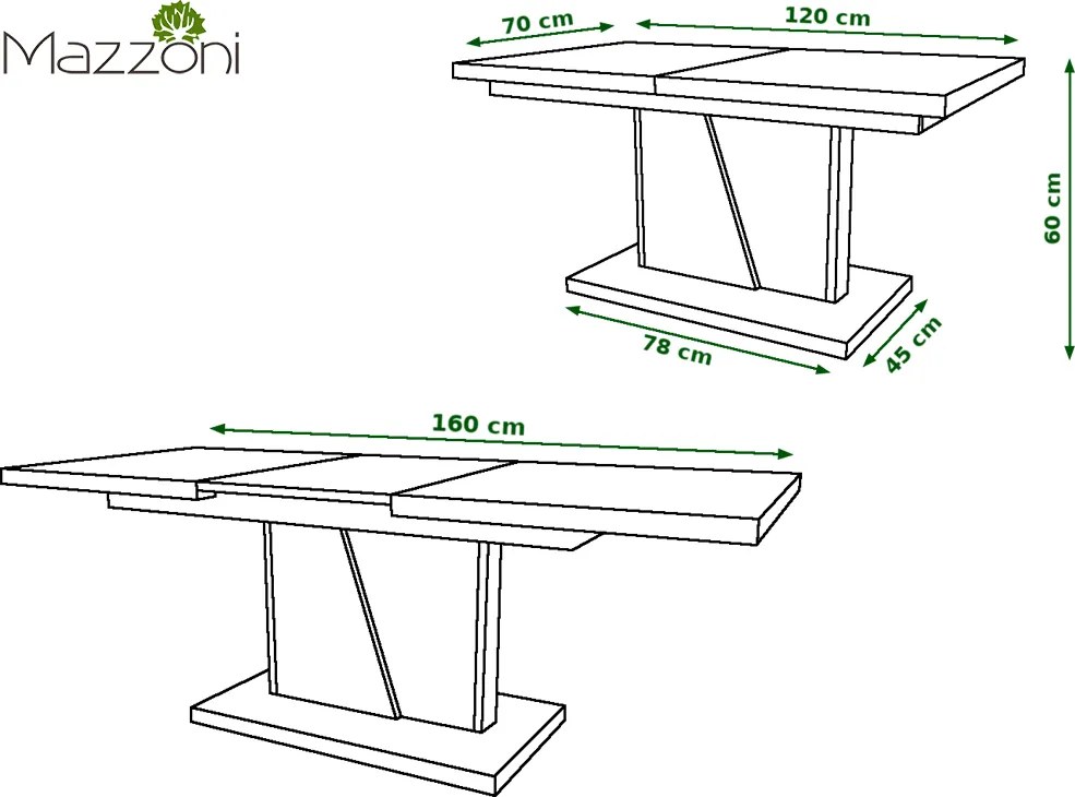 NOIR bílý, rozkládací, konferenční stůl, stolek