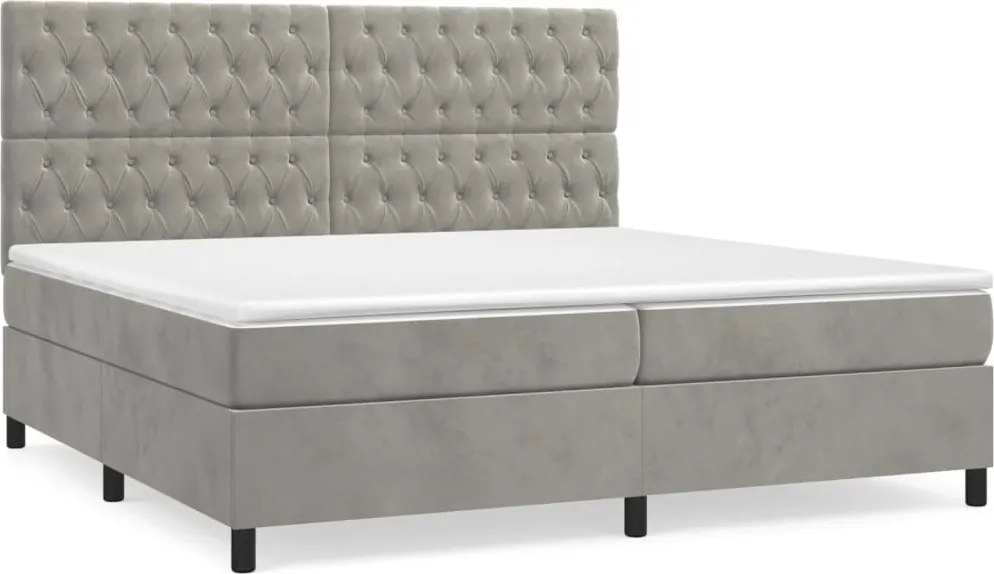Box spring postel s matrací světle šedá 200x200 cm samet 3143223