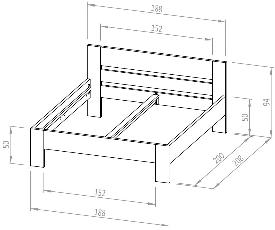 HP-Nábytek Dvoulůžková postel Porto premium 180 ROZMĚR: 180 x 200 cm