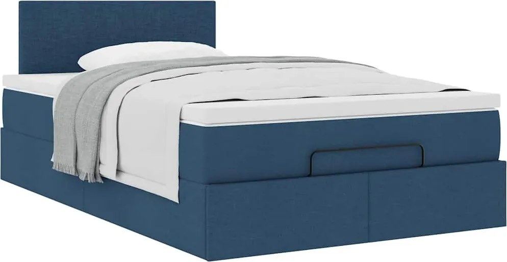 Osmanský rám postele s matrací modrá 120x190cm textil 3311365
