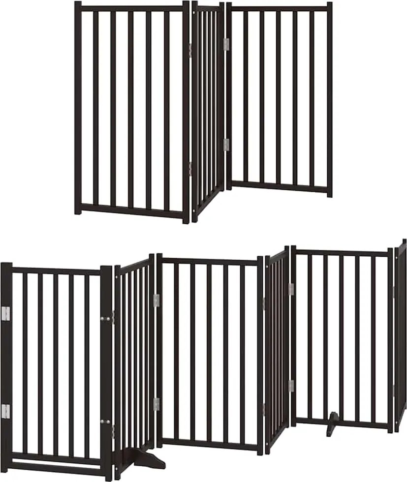 Zábrana pro psy s dvířky skládací 12 panelů černá 600 cm topol 3155713