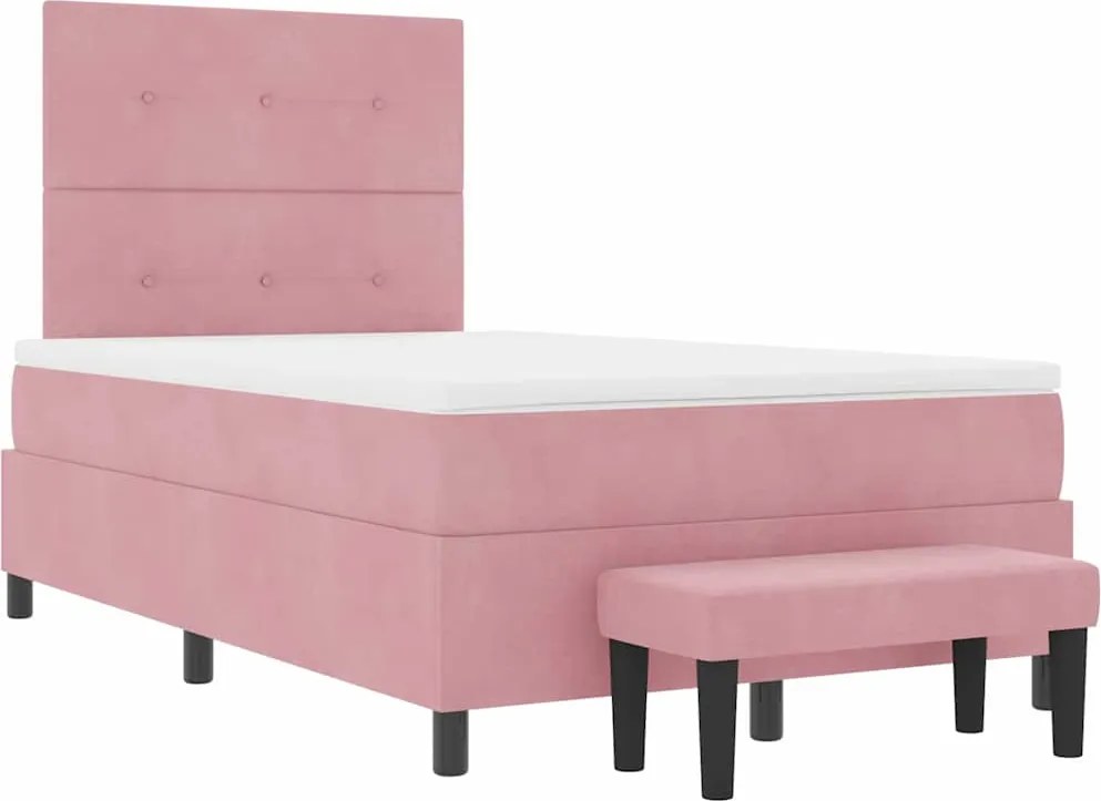 Postel s boxspringem s čelo Růžová 200 x 120 cm samet 3344509
