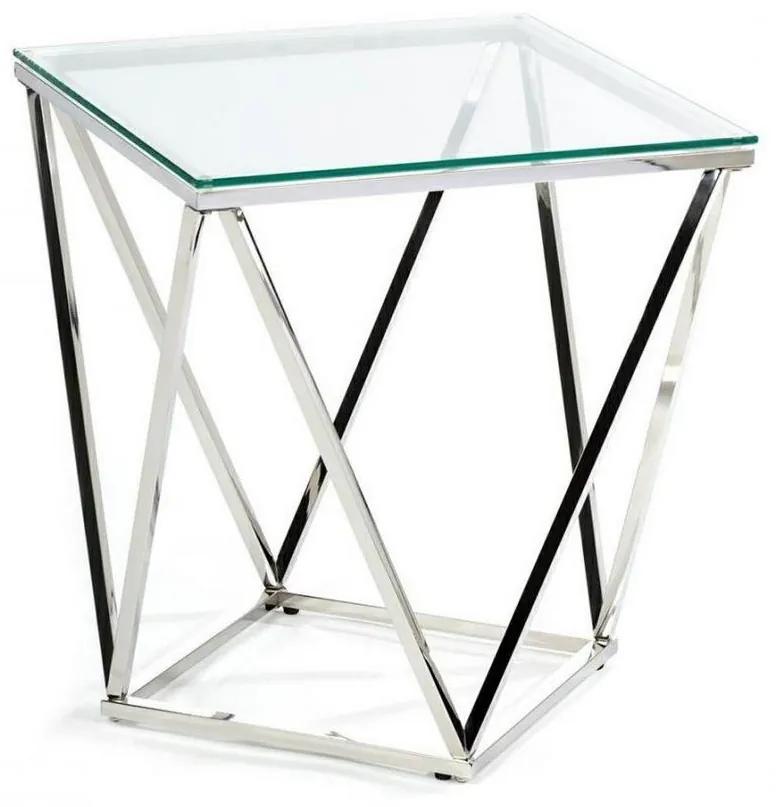 HowHomely | Konferenční stolek DIAMANTA 50x50 cm chrom/čirá | DD0124