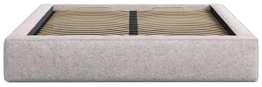 Béžová čalouněná dvoulůžková postel s úložným prostorem s roštem 180x200 cm Simon – Micadoni