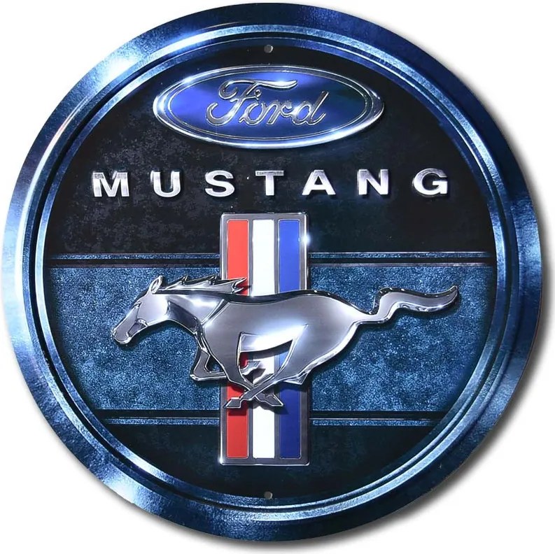 Plechová cedule Ford Mustang Blue 30 cm