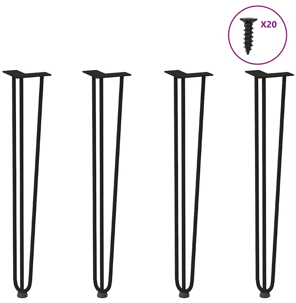 vlásenkové nohy pro konzolové stolky 4 ks černé 72 cm masivní ocel