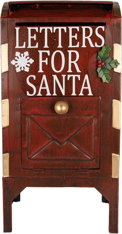 Červená kovová dekorační schránka Letters for Santa - 27*21*53 cm