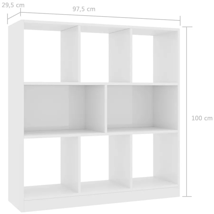 Knihovna - bílá s vysokým leskem | 97,5x 29,5 x 100 cm