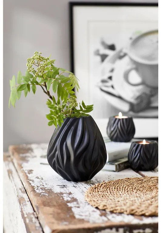 Morsø Porcelánová váza Flame 19 cm Black