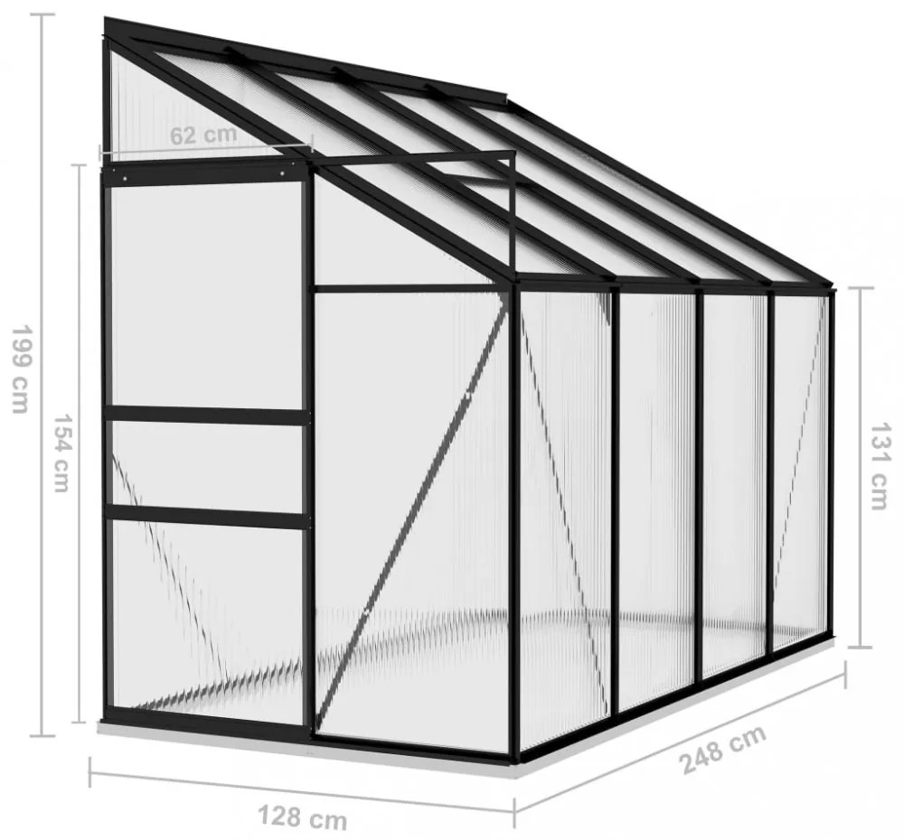 Skleník ke stěně polykarbonát Dekorhome 128x128 cm