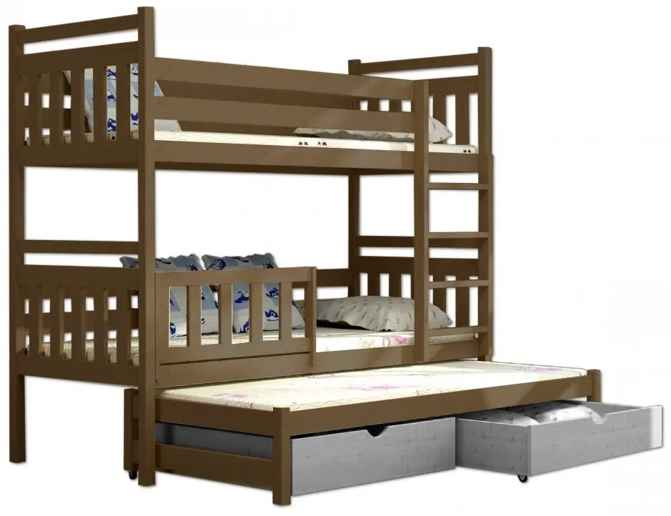 Patrová postel MASIV-V 004 90x190 cm  borovice masiv - DUB