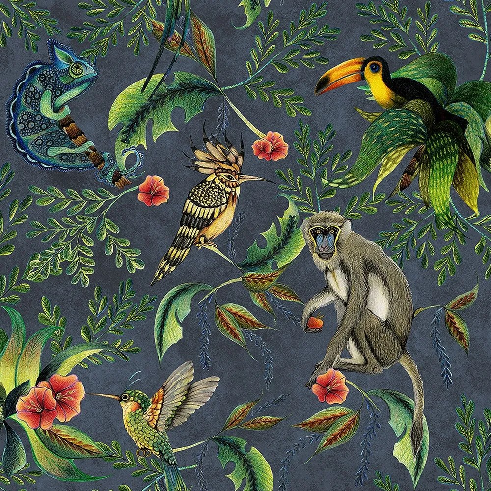 Decoprint Luxusní vliesová tapeta EE22535, Tropical Animals, Essentials, Decoprint rozměry 0,53 x 10,05 m