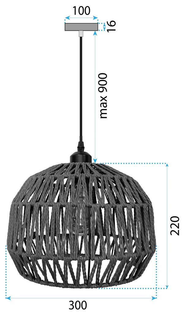 Toolight Boho, závěsné svítidlo 1xE27 APP1293-1CP, zelená, OSW-03805