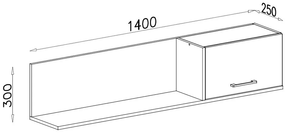 Nástěnná police s úložným prostorem Madison, dub/černá