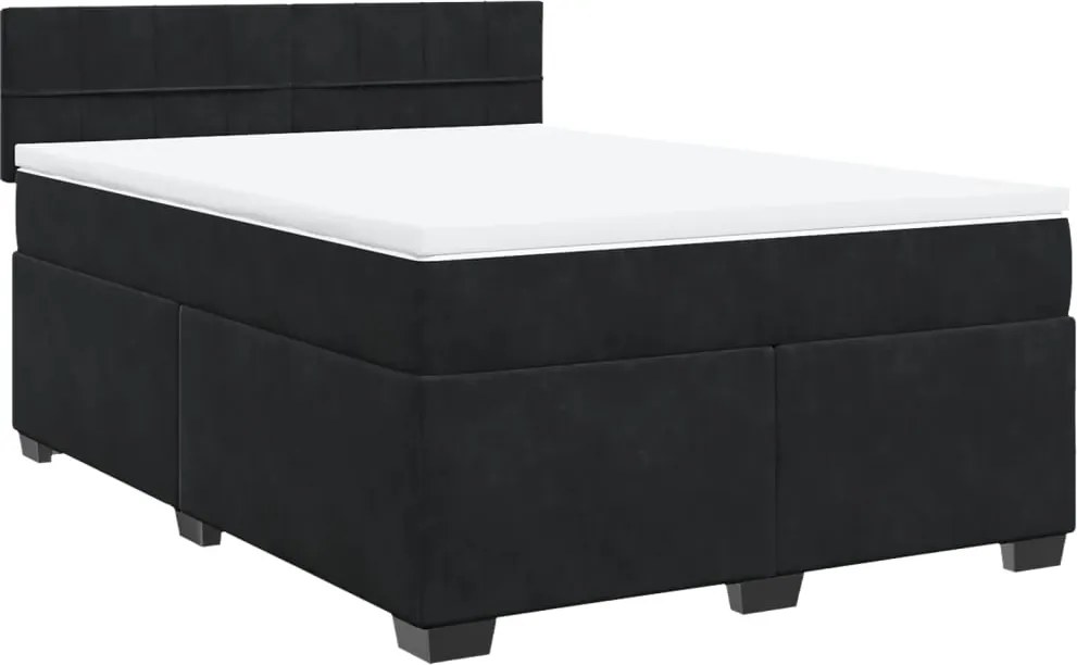 Box spring postel s matrací černá 160x200 cm samet 3288656