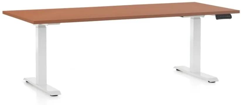 Výškově nastavitelný stůl OfficeTech D, 180 x 80 cm - bílá podnož Barva: Buk