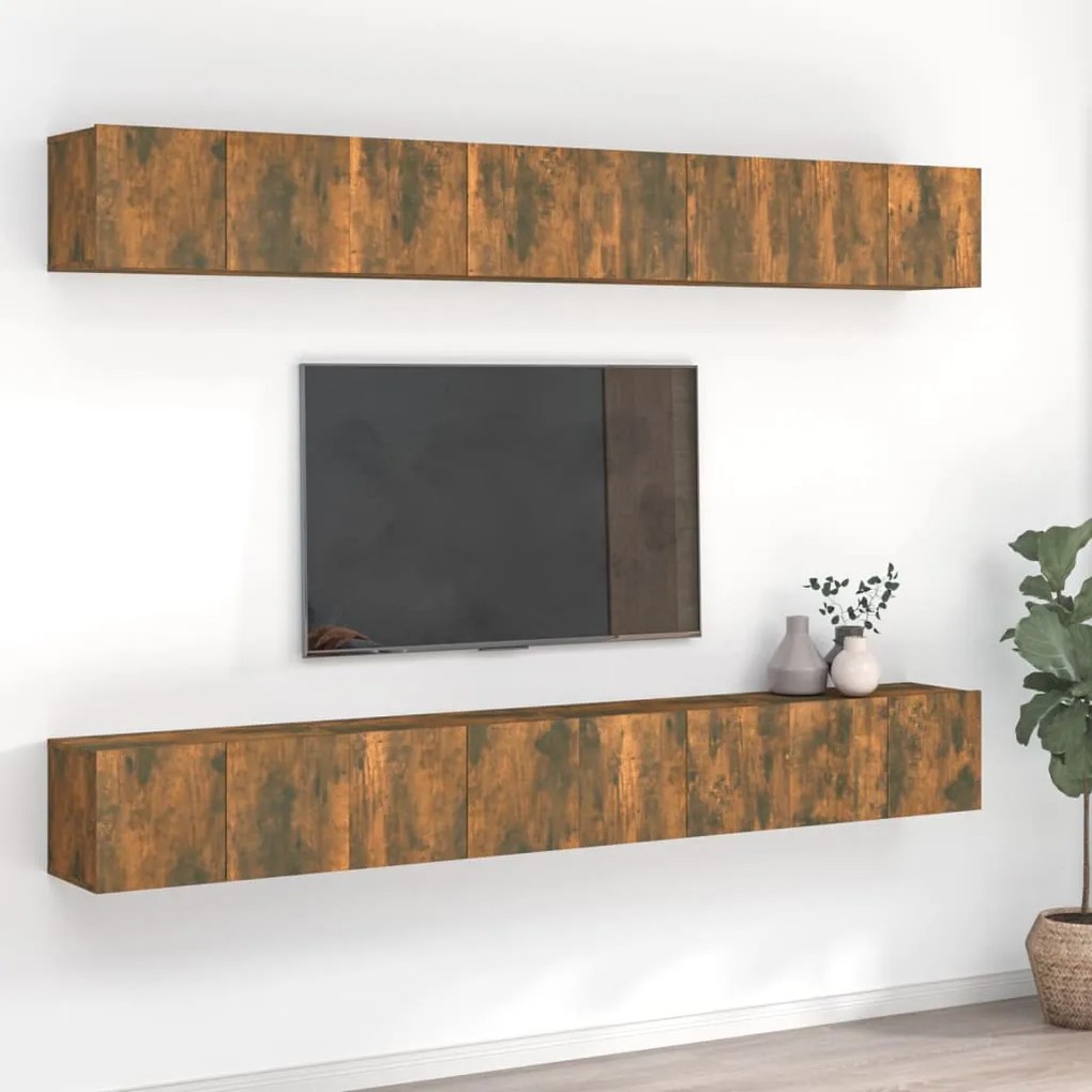 TV skříňky 8 ks kouřový dub 60 x 30 x 30 cm kompozitní dřevo 3120308
