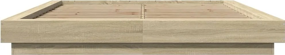 Rám postele s LED osvětlením dub sonoma 150 x 200 cm kompozit 3281093