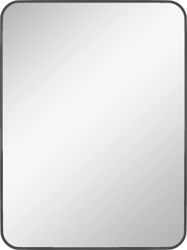HOMCOM Zrcadlo do koupelny 60x80 cm, dekorativní zrcadlo s kovovým rámem a snadnou instalací na stěnu do obývacího pokoje a předsíně
