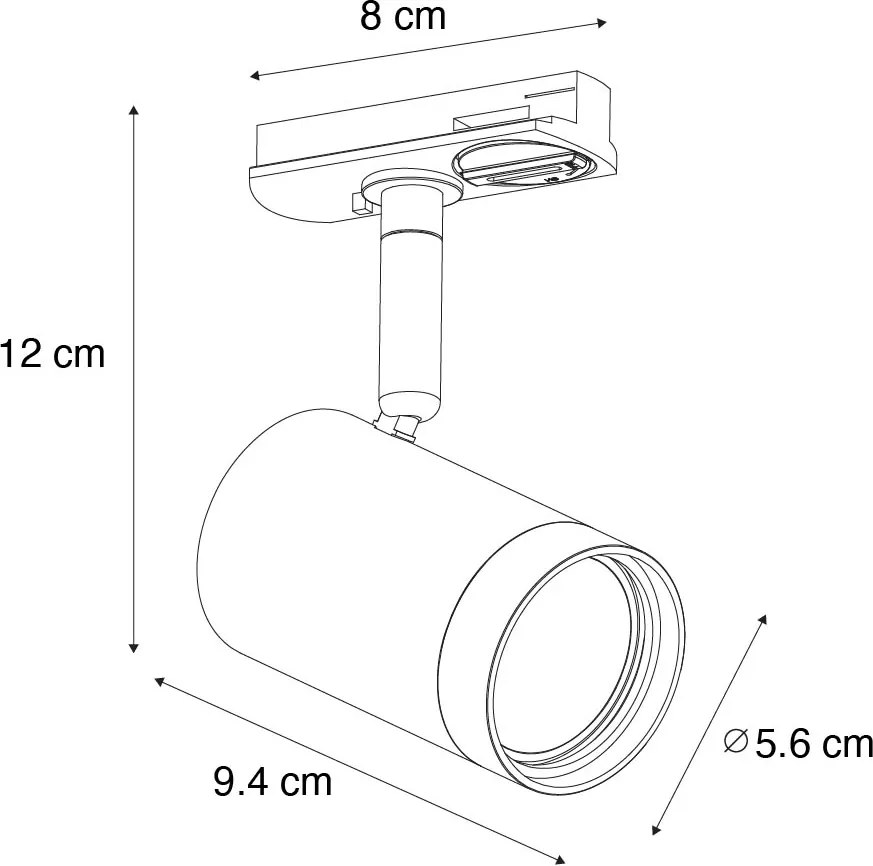 Moderní reflektor Gunmetal pro 1-fázový kolejnicový systém - Iconic Jeana
