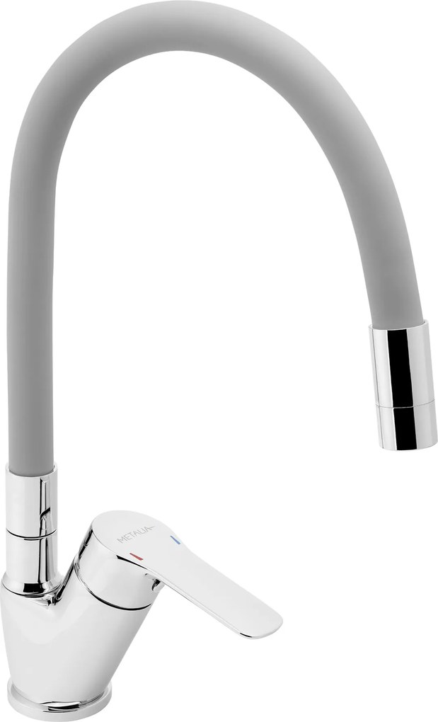Novaservis Novaservis, Dřezová baterie s šedým flexi ramenem Metalia 54, chrom, 54014F-0S