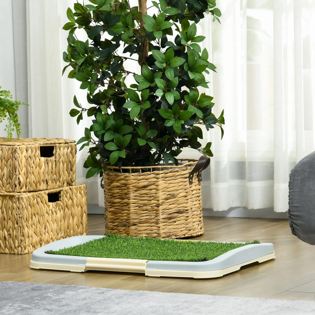PawHut toaleta pro štěňata toaleta pro psy umělá tráva 63x48,5 cm, modrá, ideální řešení pro interiér i exteriér