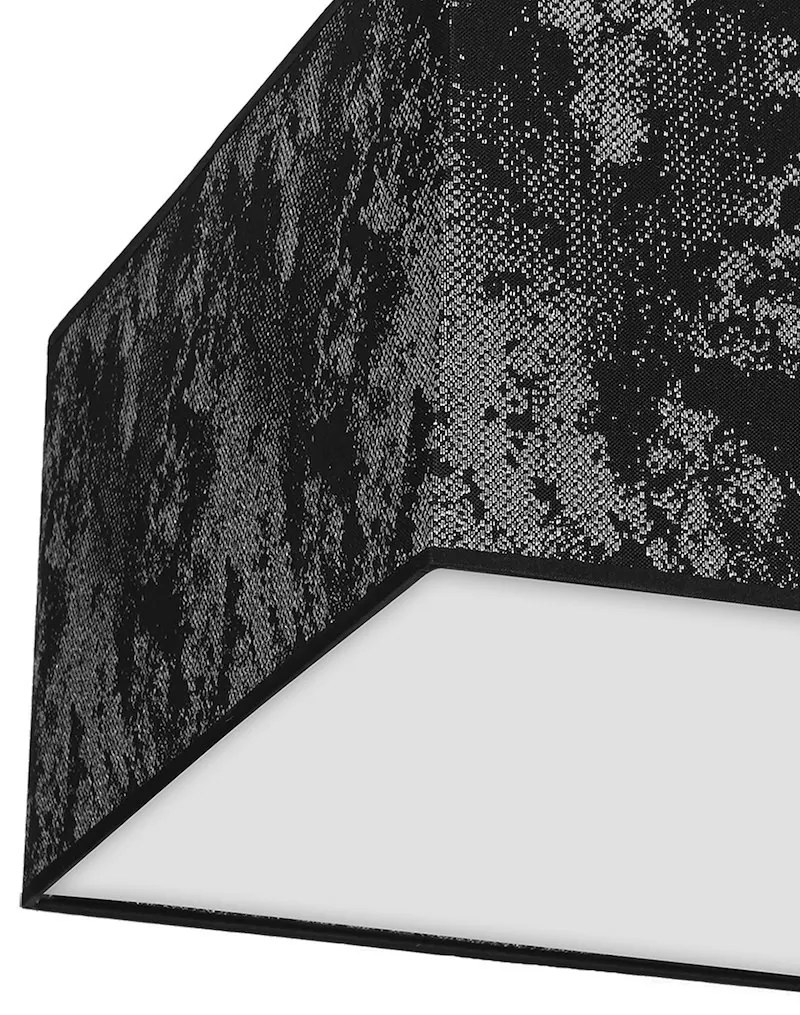 Stropní svítidlo Satino Square, 1x černé/stříbrné textilní stínítko, (bílé plexisklo), (40 cm)