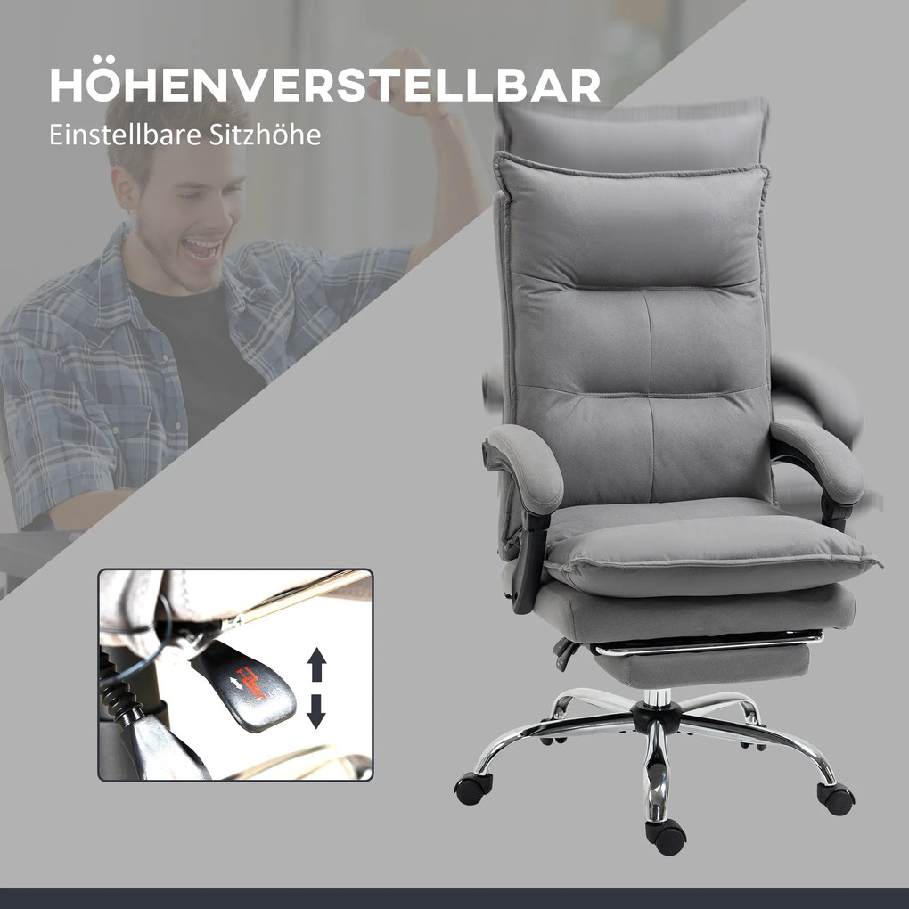 Kancelářská židle Vinsetto s masážní funkcí, výškově nastavitelná kancelářská židle, ergonomická židle k PC v tmavě šedé barvě pro pohodlí v kanceláři
