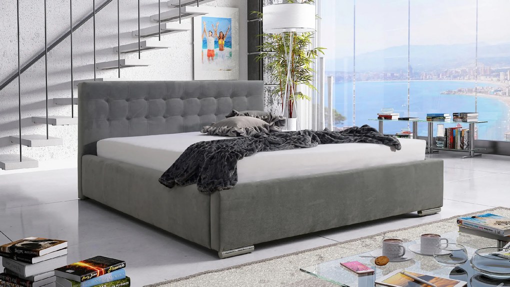 Eka Čalouněná postel Anastasia 160x200 cm Barva látky Trinity: Rubínová (Trinity 2324), Úložný prostor: Bez úložného prostoru