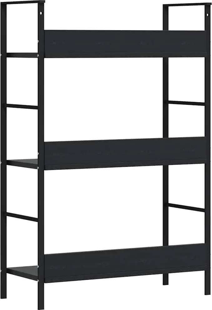 Knihovna se 3 policemi černá 60x27,6x90,5 cm kompozitní dřevo 288218