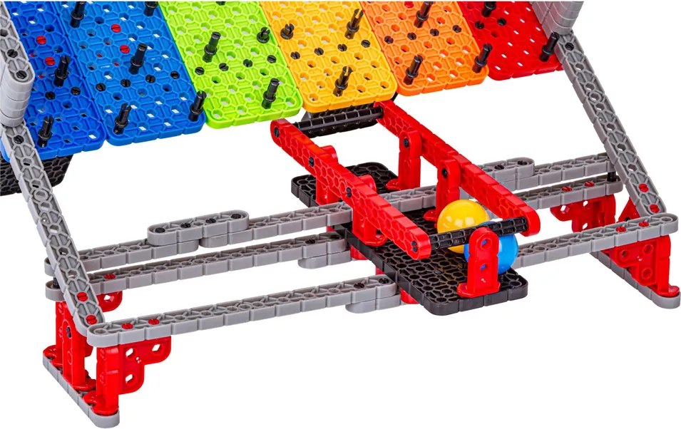 LEAN Toys Stavebnice – Duhová deska, kuličková dráha, skluzavka, hra na chytání kuliček, 477 dílů
