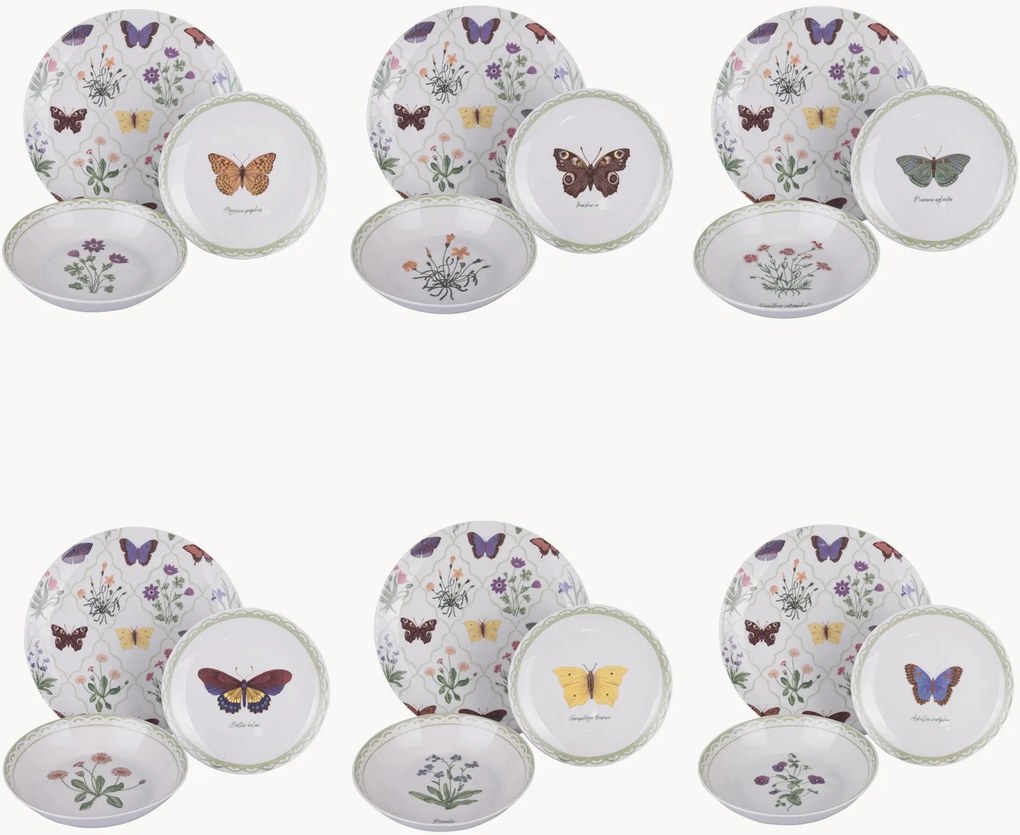 Sada porcelánového nádobí Botanist, pro 6 osob, 18 dílů