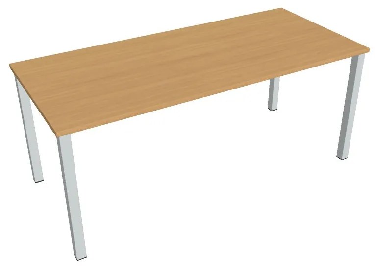 Stůl jednací rovný 180 cm - Hobis Uni UJ 1800 Dekor stolové desky: buk, Barva nohou: Stříbrná