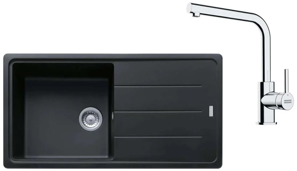 Franke - Kuchyňský set G264O, fragranitový dřez BFG 611 a baterie FS 3230.031, onyx/chrom 114.0700.741