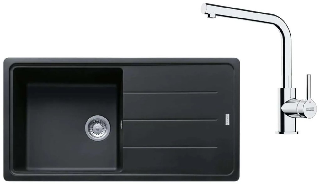 Franke - Kuchyňský set G264O, fragranitový dřez BFG 611 a baterie FS 3230.031, onyx/chrom 114.0700.741