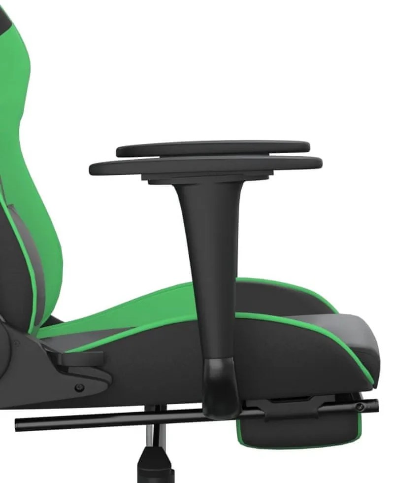 Petromila Masážní herní židle s podnožkou černá a zelená umělá kůže