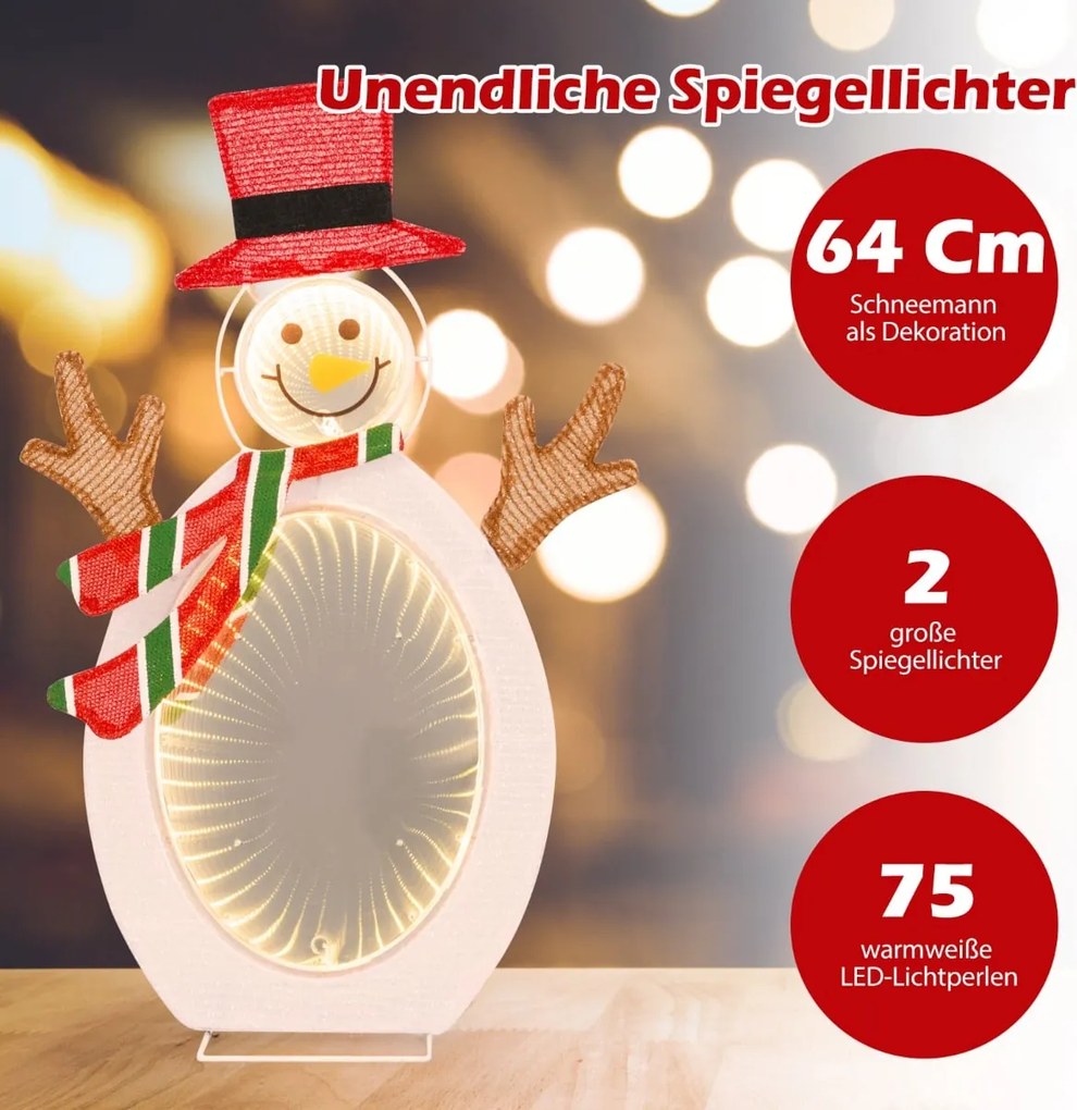 Costway LED sněhulák se 2 tunelovými světly Vánoční obrázek Vánoční osvětlení
