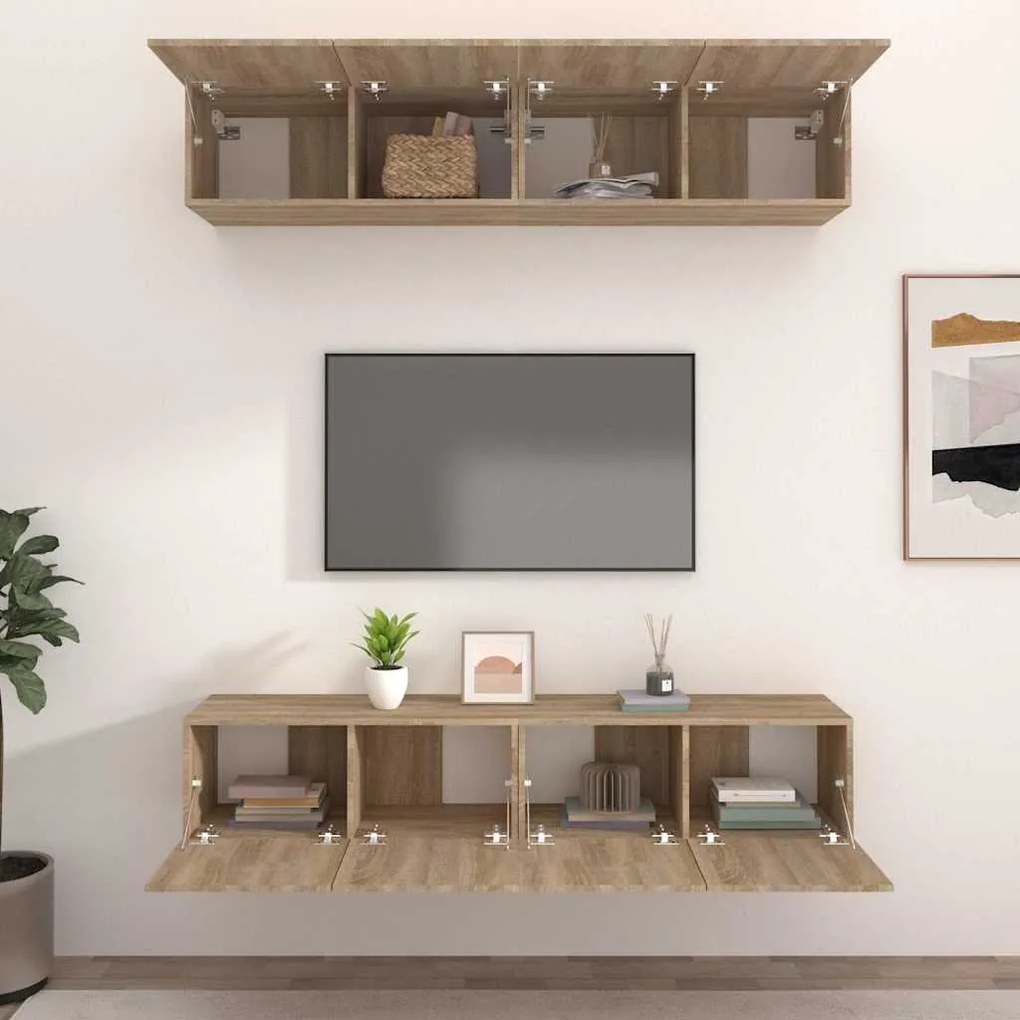 TV skříňky 4 ks dub sonoma 80 x 30 x 30 cm kompozitní dřevo 3114184