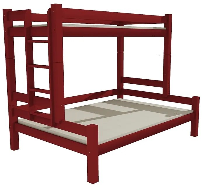 Vomaks Patrová postel s rozšířeným spodním lůžkem 8X8 6B 80/140 x 200 cm moření olše vlevo (vyobrazeno)